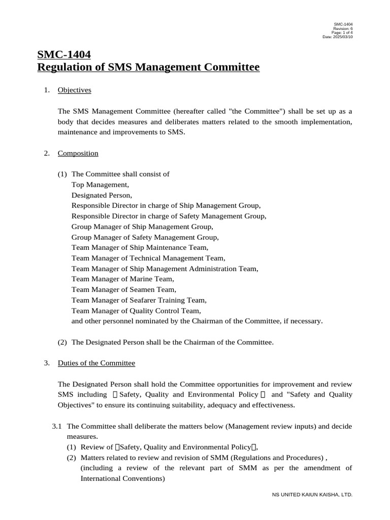 SMS Management Committee Regulations | PDF