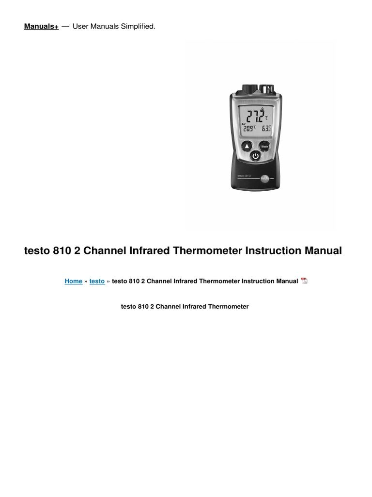Testo 810 Infrared Thermometer Manual | PDF | Infrared | Applied And ...