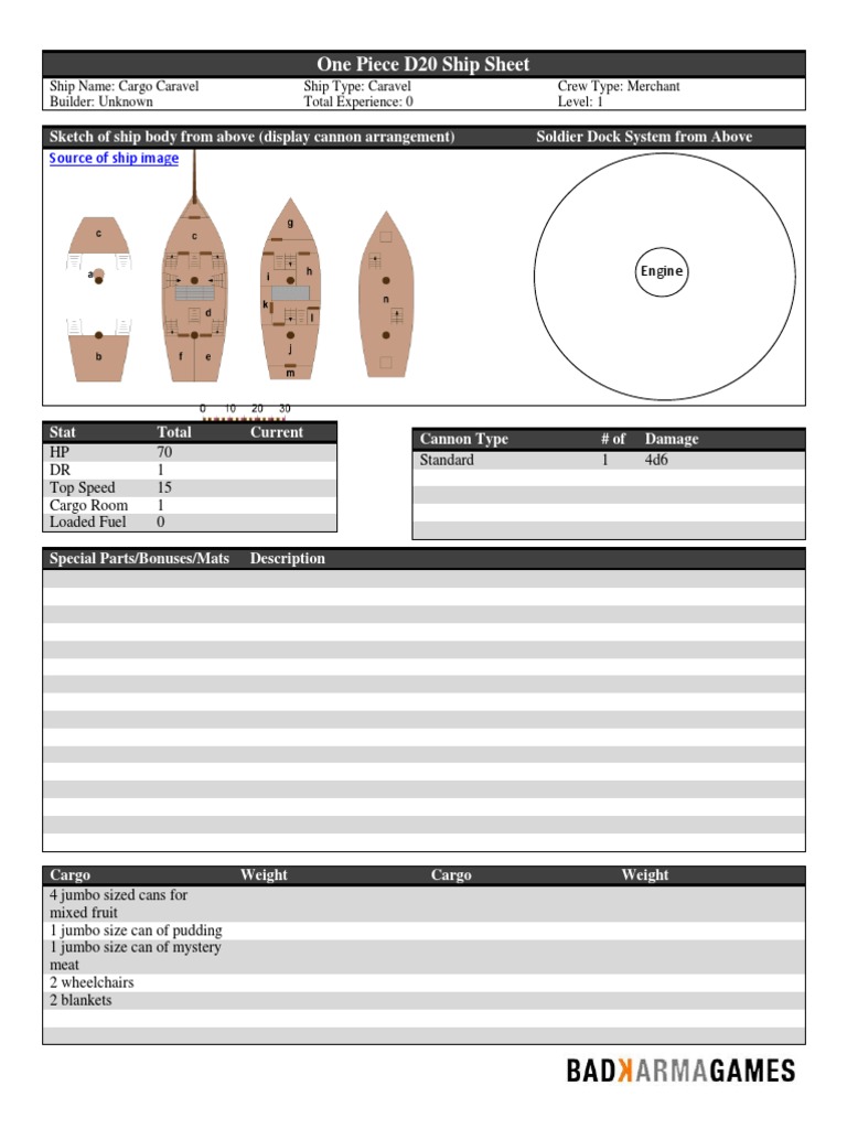 One Piece D20 Ship Sheet: Source of Ship Image | PDF | Mast (Sailing ...