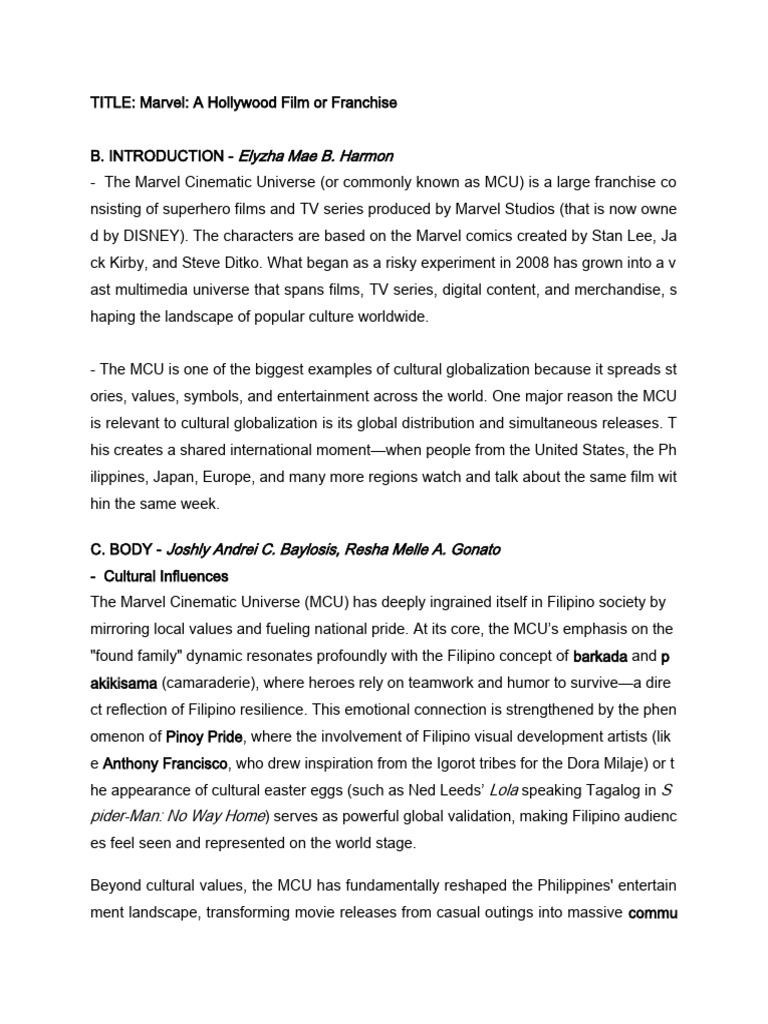 SocSci Activity (Global Media Culture) | PDF | Marvel Comics