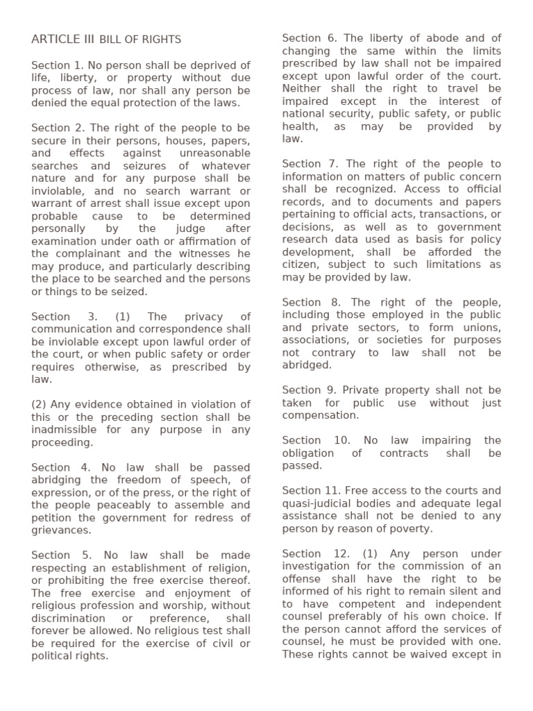 Article III Bill of Rights | PDF | Search And Seizure | Bail