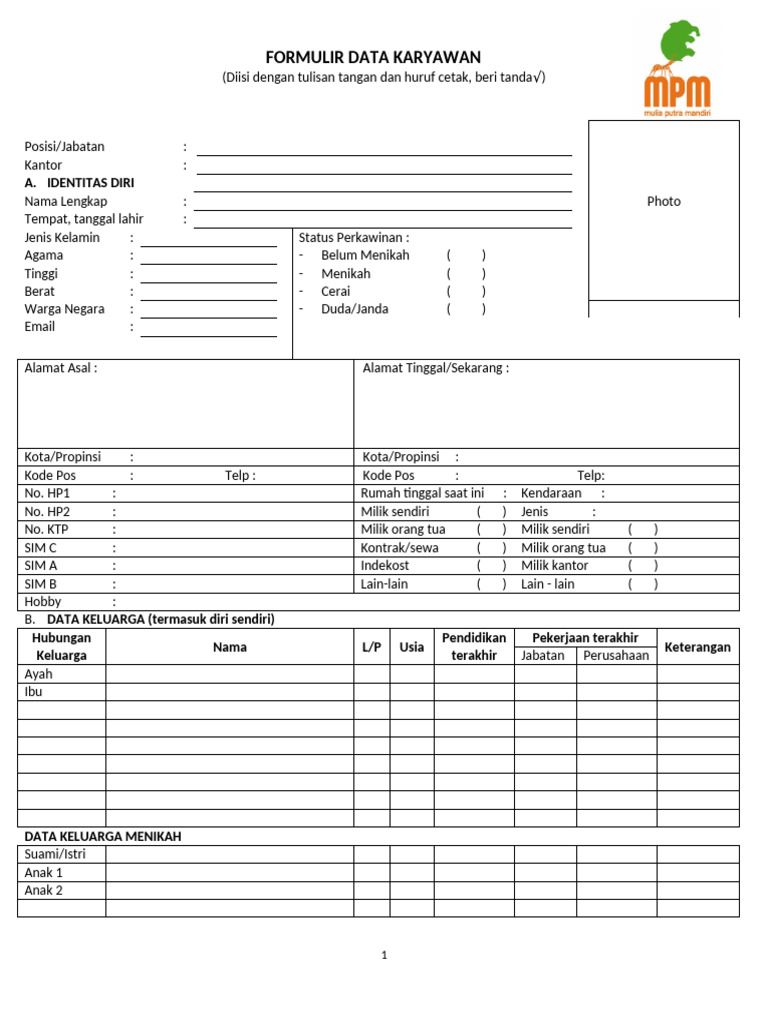 Form Seleksi Karyawan 2022 | PDF