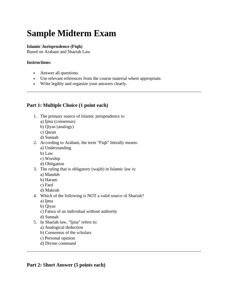 Sample Midterm Exam | PDF