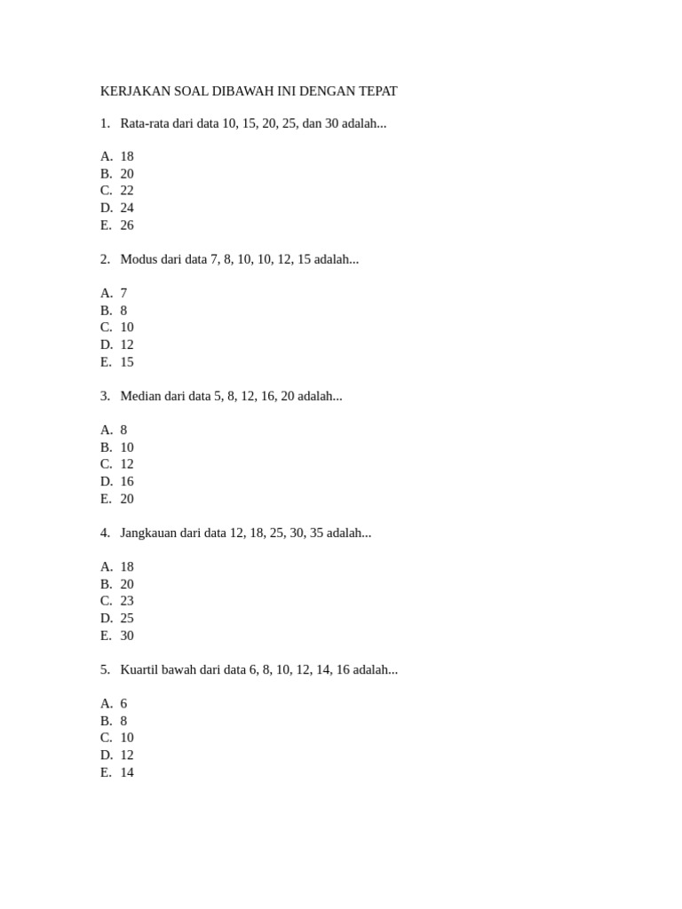 Soal Statistika dan Lingkaran Matematika | PDF