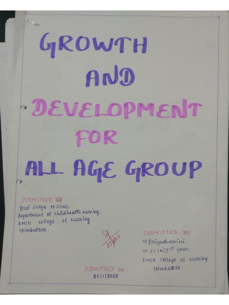 Growth and Development of All Age Groups | PDF