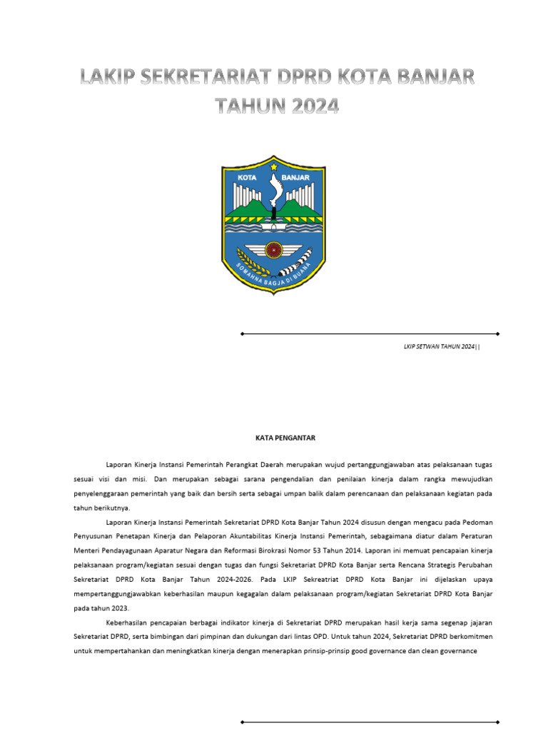 LKIP Sekretariat DPRD Kota Banjar 2024 | PDF