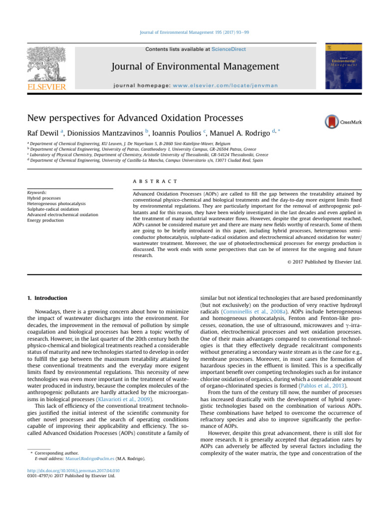 Dewil Et Al. (2017) New Perspectives For Advanced Oxidation Processes ...