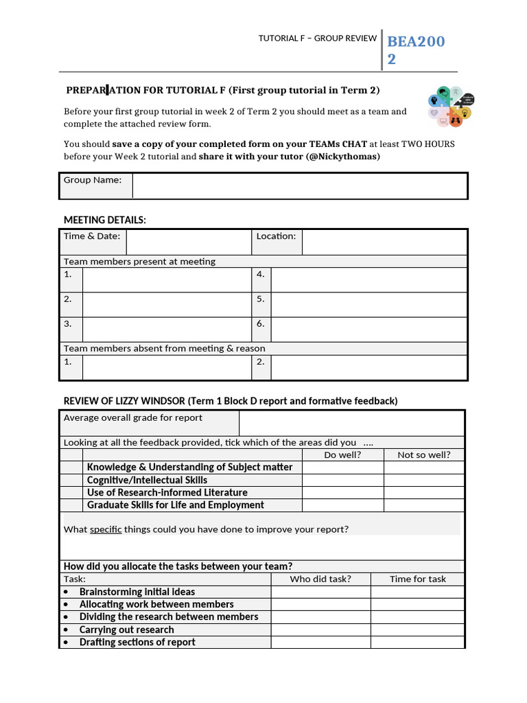 F - PA - PREPARE - Meeting With Tutor | PDF | Learning | Cognition