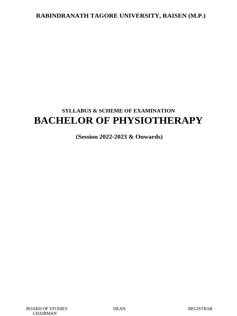 BPT First Year Syllabus & Exam Scheme | PDF | Human Leg | Arm