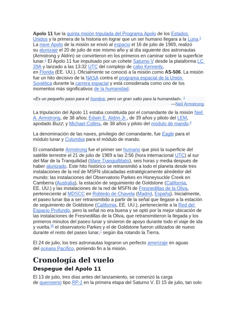 Apolo 11 | PDF | Apolo 11 | Apolo (nave espacial)