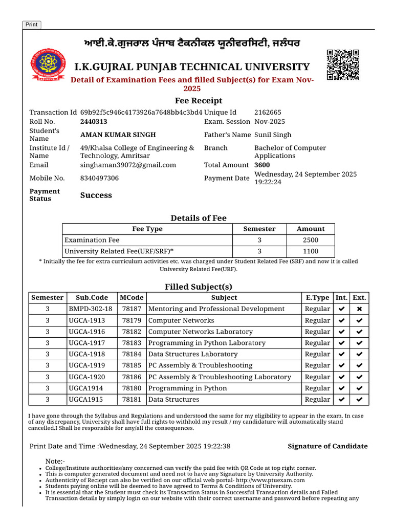 Aman Kumar Singh Payment Slip | PDF | Debit Card | Payments
