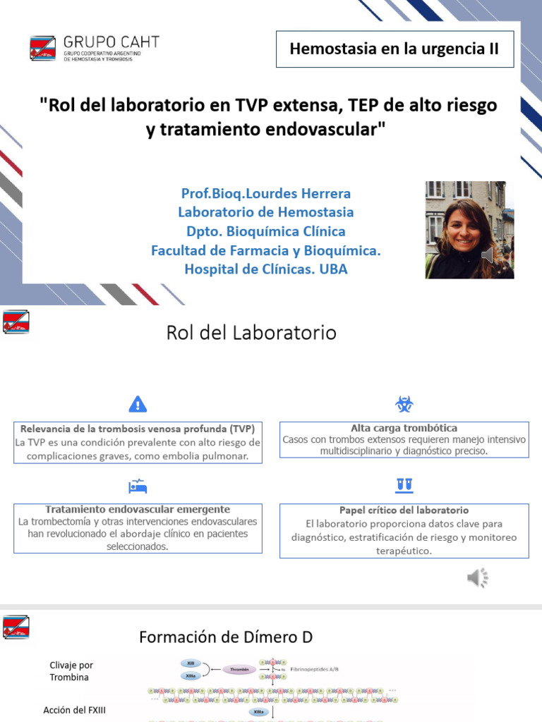 Rol del Laboratorio en TVP y TEP | PDF | Sangre | Medicina CLINICA