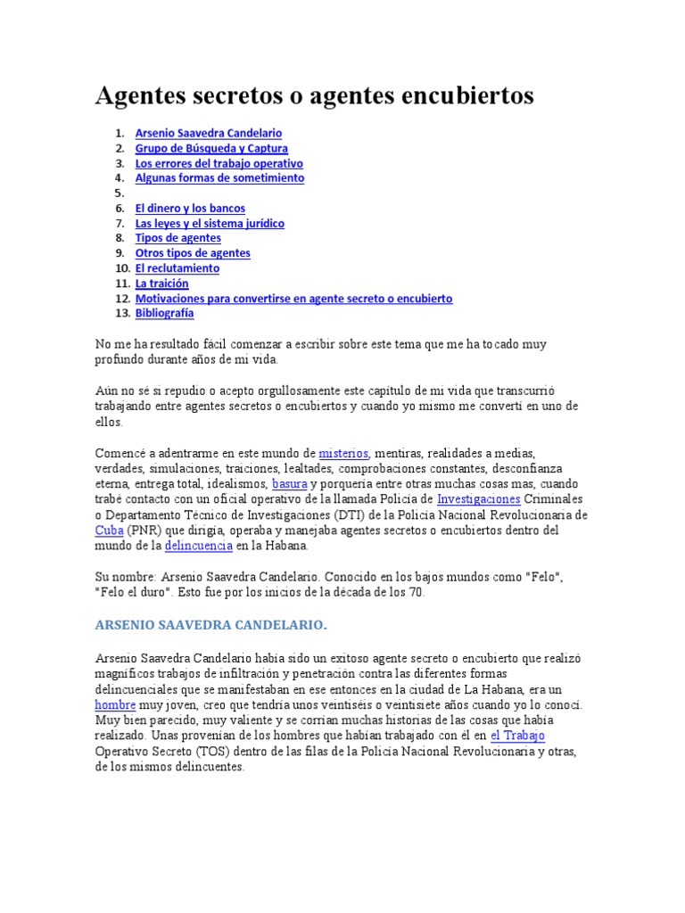 Agentes Secretos o Agentes Encubiertos | PDF | Policía | Estado (política)