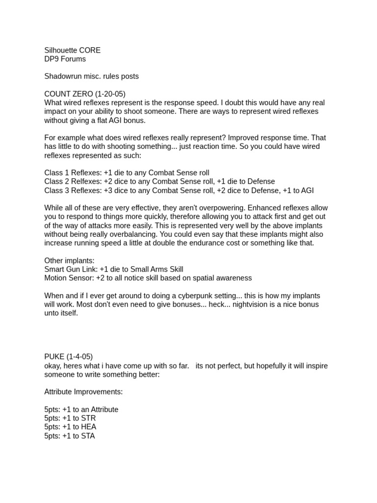 Shadowrun DP9 forum notes | PDF