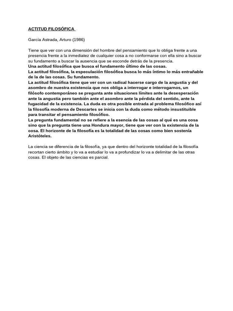 Actitud Filosófica y Búsqueda de Fundamentos | PDF