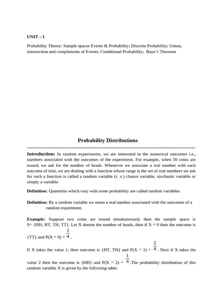 UNIT II Probability Theory | PDF | Probability Distribution ...