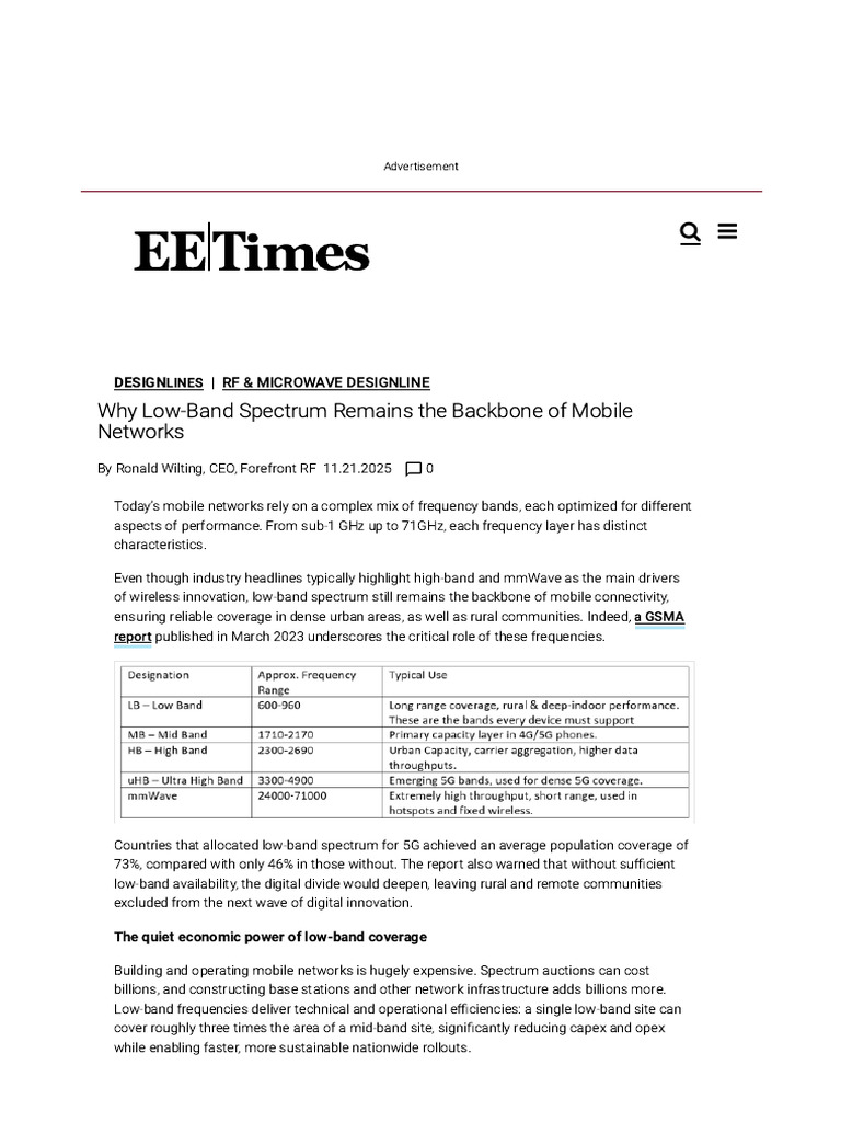 Importance of Low-Band Spectrum in 5G | PDF | Radio Spectrum | Internet ...