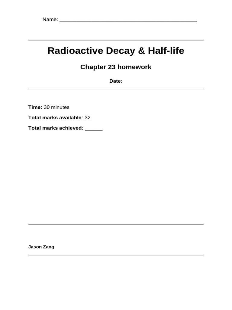 Radioactive Decay Homework Guide | PDF | Ionizing Radiation ...