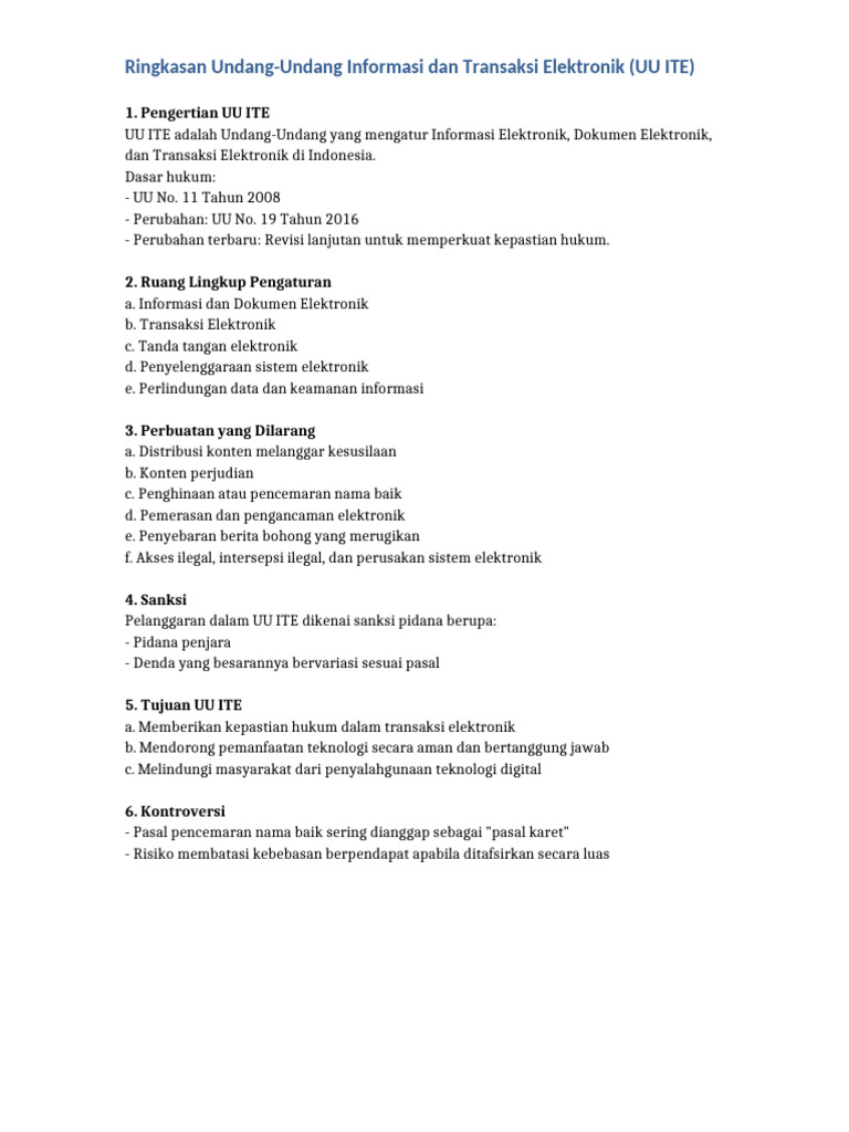 Ringkasan UU ITE | PDF