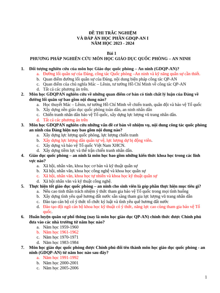 ĐỀ THI QP 1 | PDF