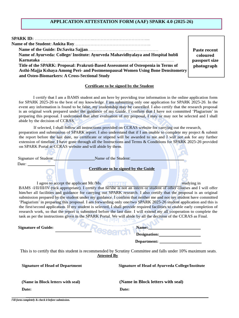 Attestation Form Spark 4 | PDF