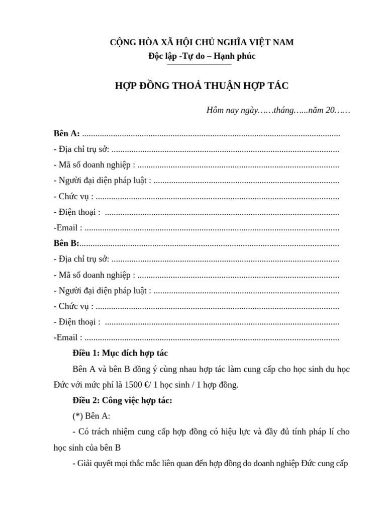 Hop Dong Hop Tac | PDF