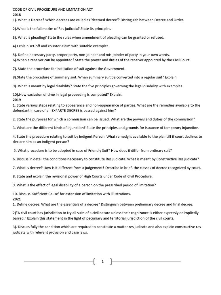 Code of Civil Procedure and Limitation Act Qqq1 | PDF | Lawsuit ...