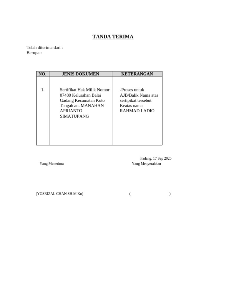 Tanda Terima | PDF