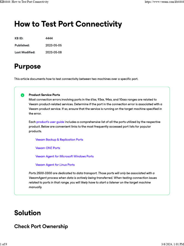 Test Port Connectivity Guide | PDF