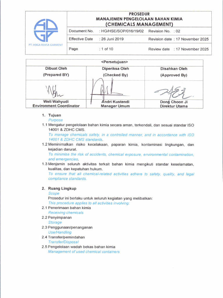 Chemical Management Procedure 1 7 | PDF