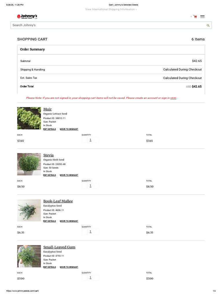 New Cart - Johnny's Selected Seeds | PDF | Plants
