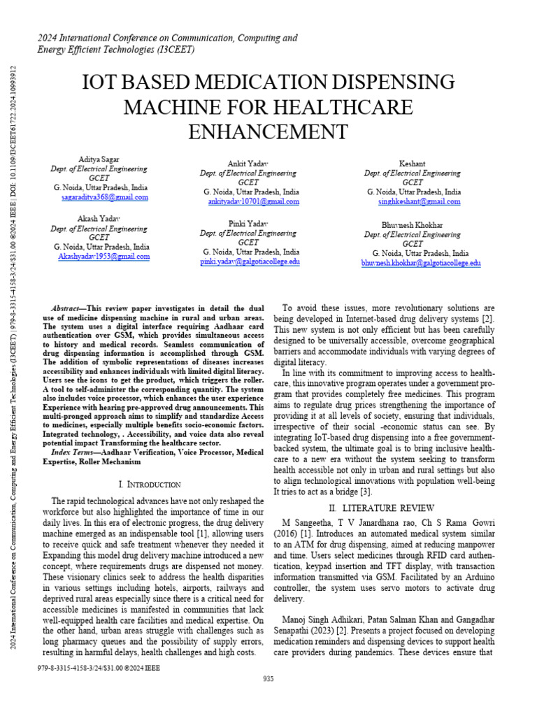 IoT Based Medication Dispensing Machine For Healthcare Enhancement ...
