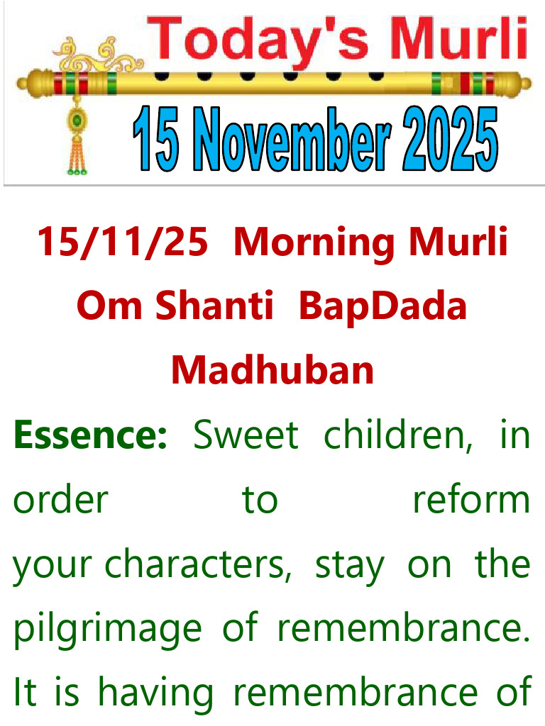 Morning Murli: Character Reform Insights | PDF | Yoga | Spirituality
