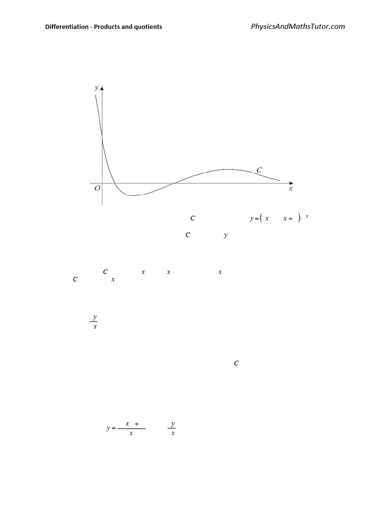 Products and Quotients Rules of Differentiation Alevel Questions ...