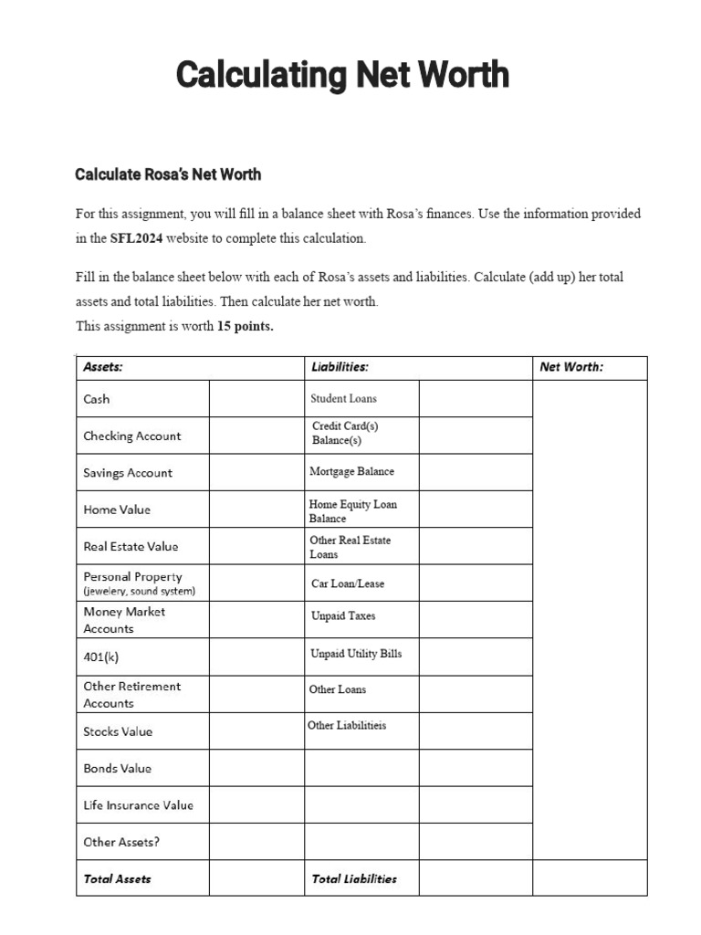 Calculating Net Worth | PDF