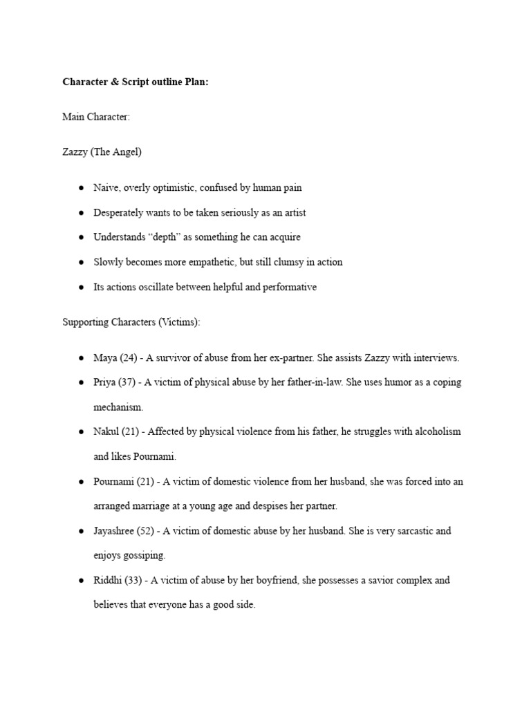 Character and Script Outline | PDF | Aggression | Violence