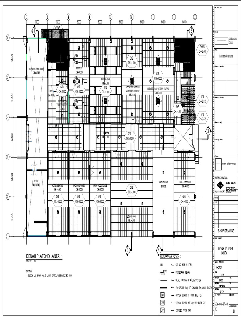 Denah Plafond dan Potongan Lantai 1-2 | PDF