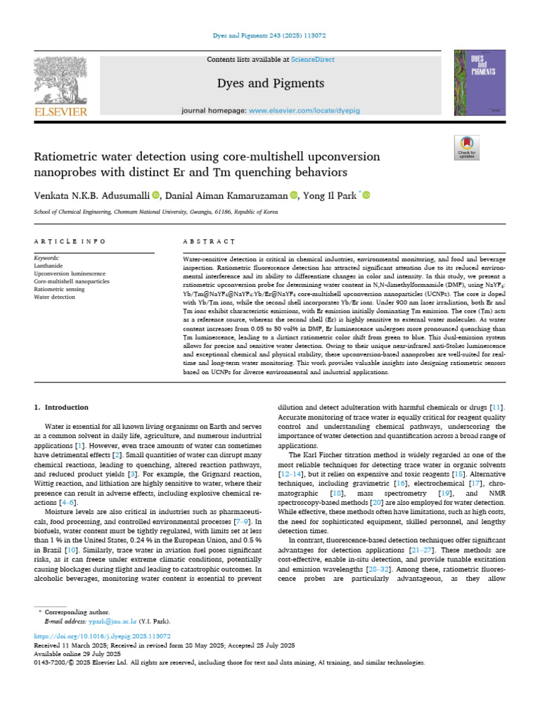 Ratiometric Water Detection with UCNPs | PDF | Emission Spectrum | Laser