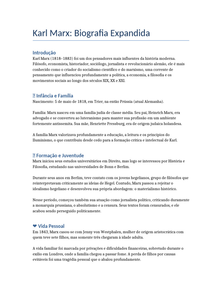 Karl_Marx_Biografia_Expandida (1) | PDF | Karl Marx | Comunismo