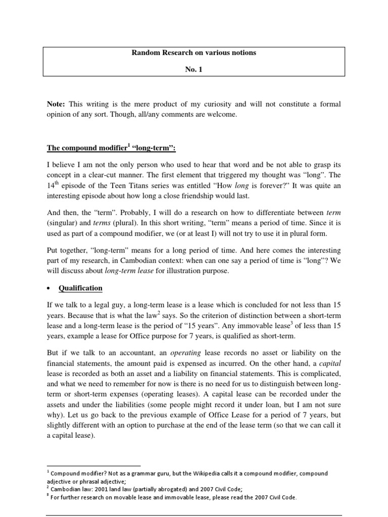 Random Research No.1 | Download Free PDF | Lease | Expense