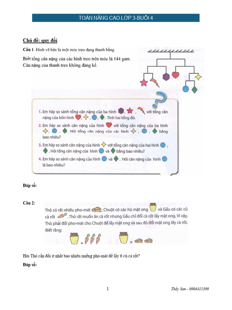 Toan Lop 3 Nang Cao Buoi4 Debai 2025 | PDF