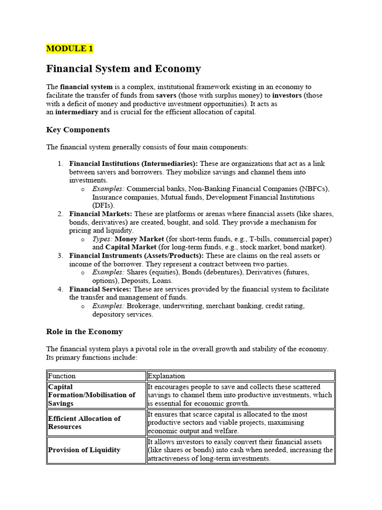 Understanding Financial Systems and Economy | PDF | Securities (Finance ...
