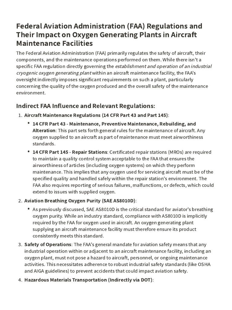 Federal Aviation Administration (FAA) Regulations and Their Impact On ...