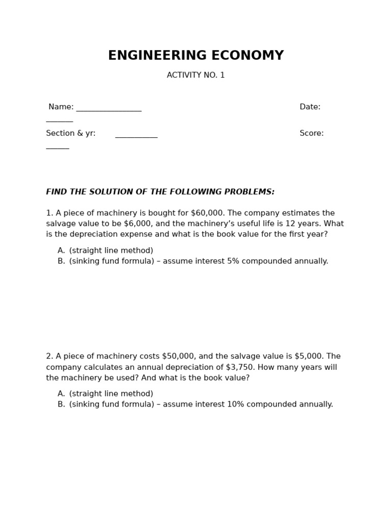Engineering Economy Activity No. 1 Finals | PDF