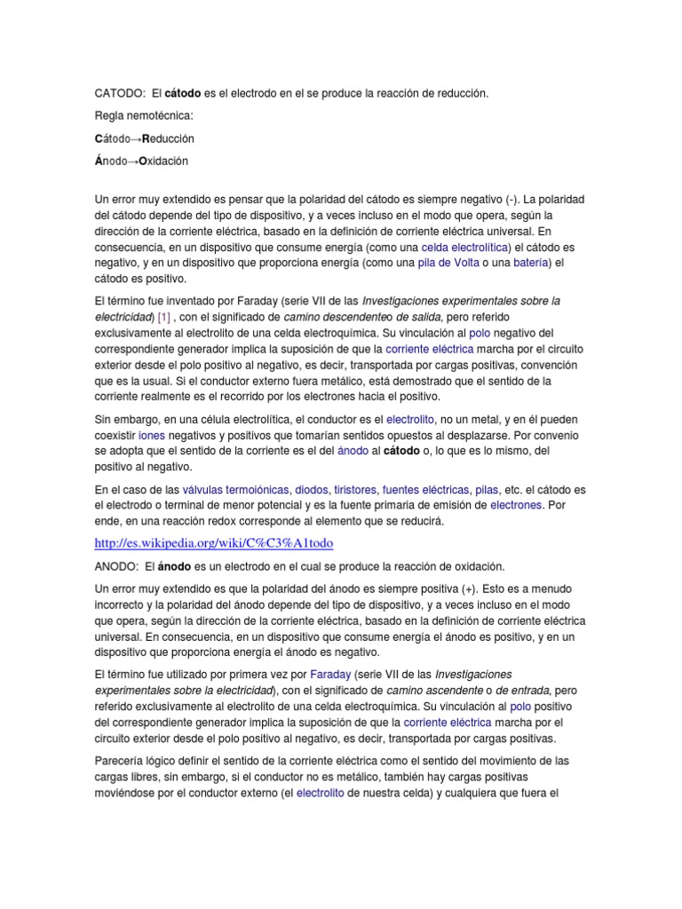 CATODO | PDF | Cátodo | Ánodo