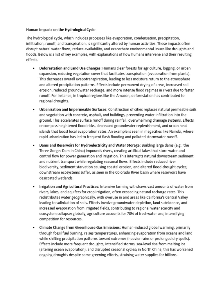 Human Effects on the Water Cycle | PDF | Surface Runoff | Groundwater