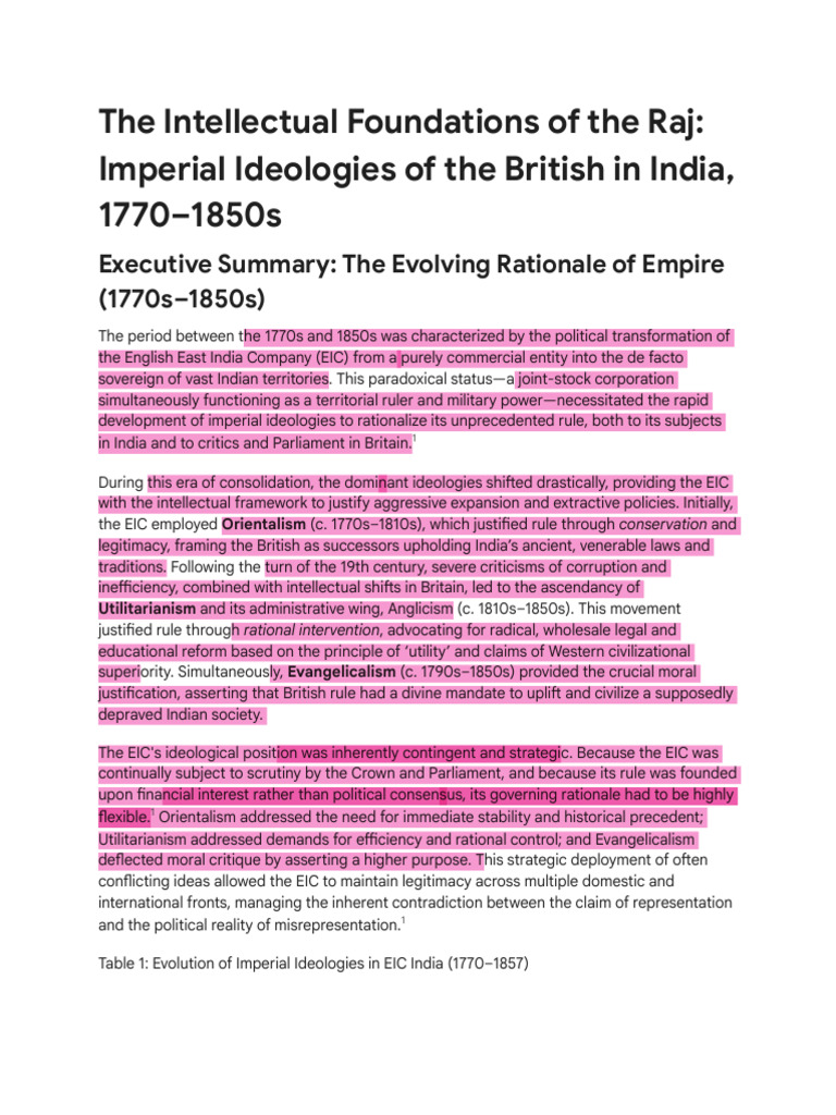 Imperial Ideologies of British India (1770-1850) | PDF | Utilitarianism ...