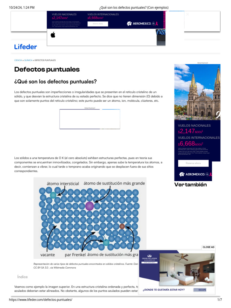 Defectos Puntuales en Cristales Sólidos | PDF | Cristal | Sólido
