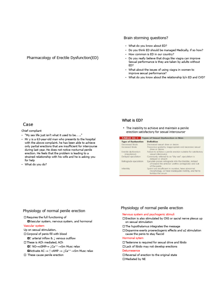 Erectile Dysfunction: Pharmacology Overview | PDF | Medical Specialties ...