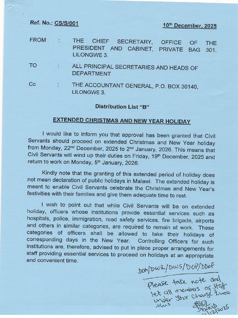 Extended Christmas and New Year Holiday | PDF